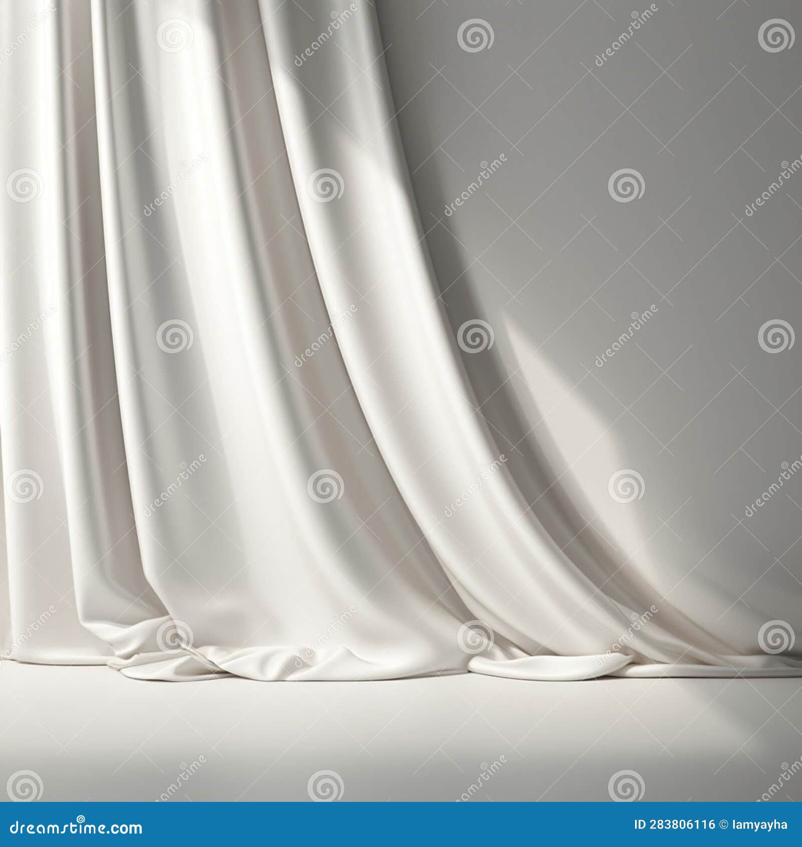 Empty Curtains Window on White Background. Mock Up Product Display ...