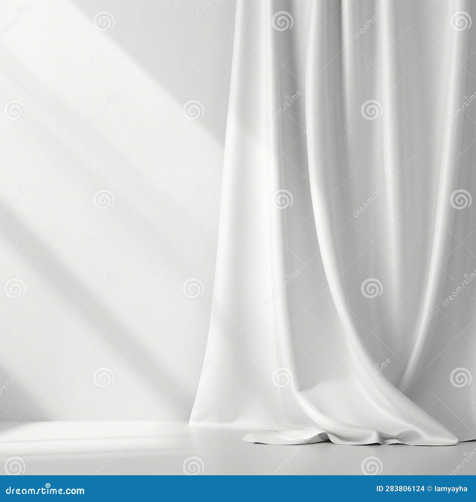 Empty Curtains Window on White Background. Mock Up Product Display ...