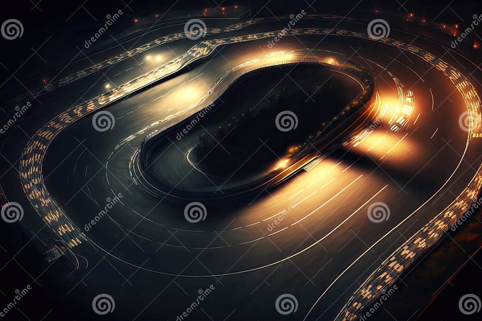 Empty Curve Racetrack Seen from Above Stock Illustration - Illustration ...