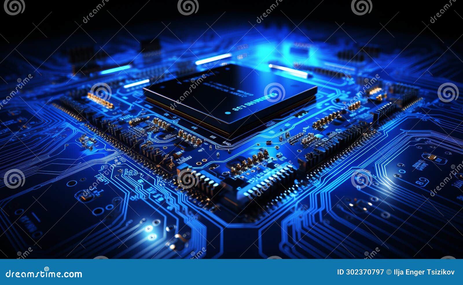 Empty Cybernetic Circuit Background with Futuristic Technology Design ...