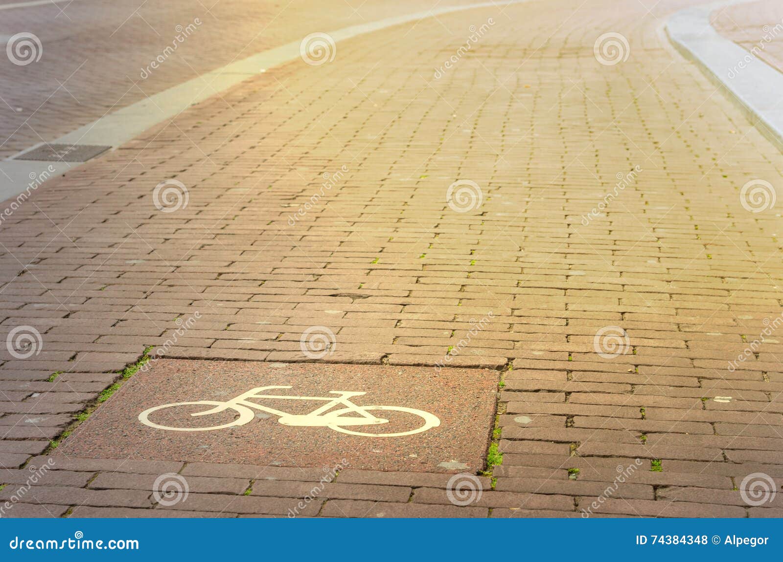 Empty Cycle Path at Sunset stock photo. Image of conceptual - 74384348