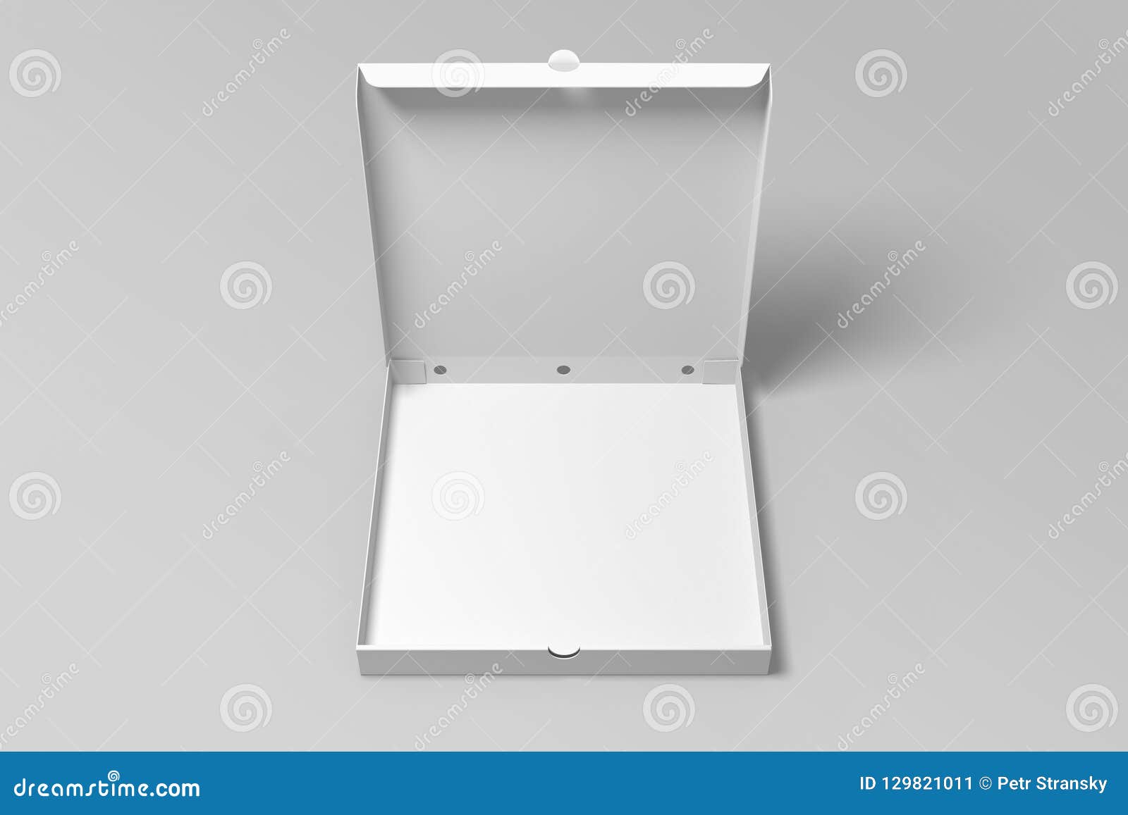 Empty 3d Illustration Opened Pizza Box Mock Up Template. Stock ...