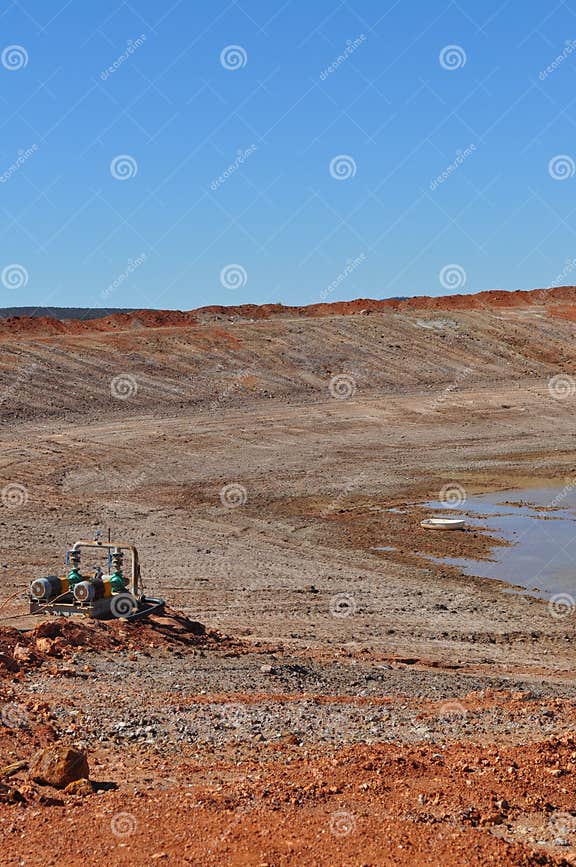 Empty Dam dry with pump stock photo. Image of hole, lake - 39455180