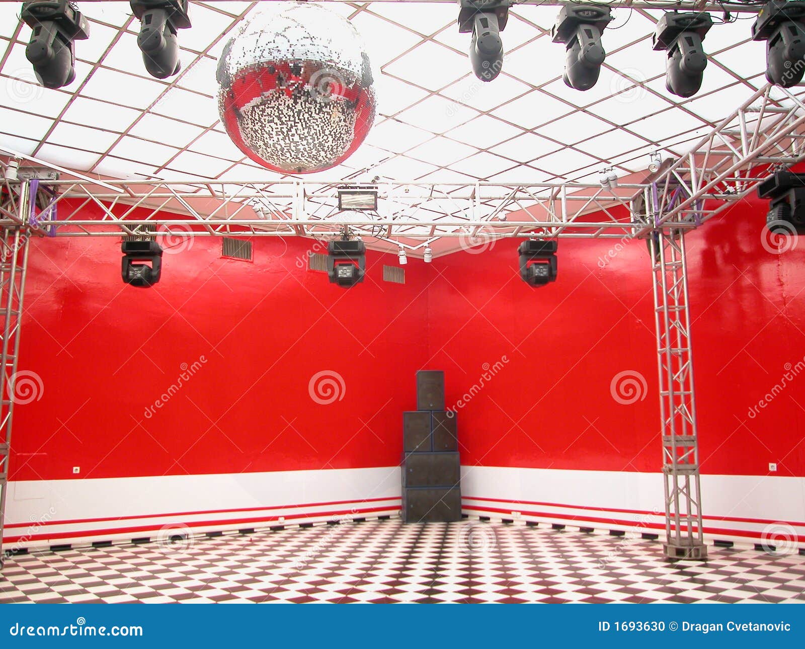 Empty Dance Room with Disco Ball Stock Photo - Image of black, party ...