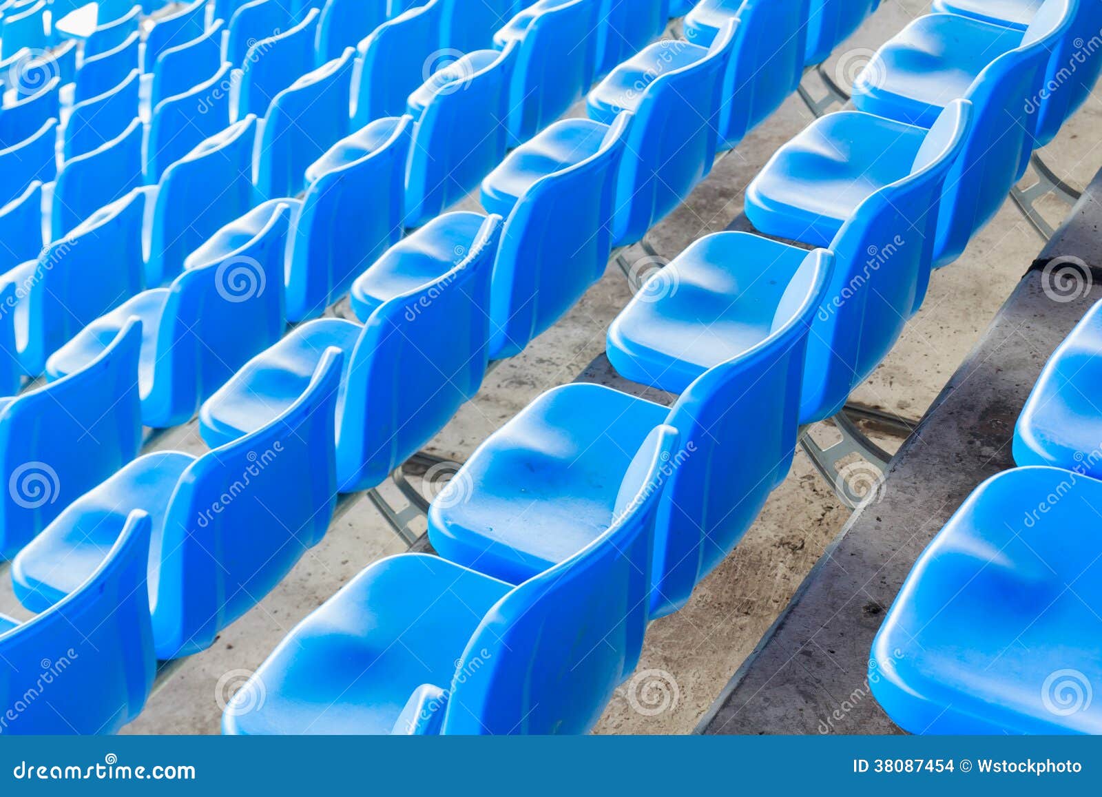 Empty Dark Blue Chairs at the Football Stadium Stock Photo - Image of ...