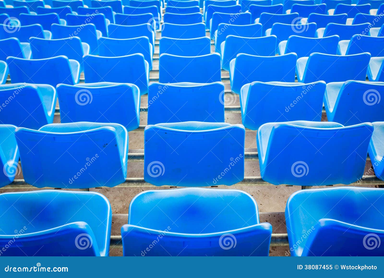 Empty Dark Blue Chairs at the Football Stadium Stock Image - Image of ...