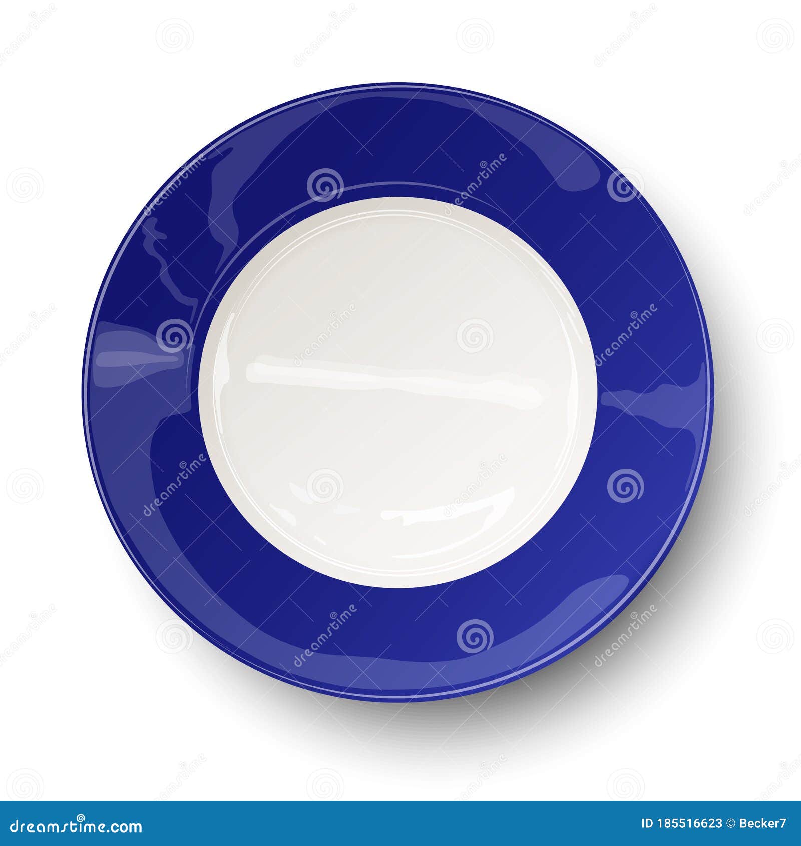 Empty Dark Blue Plate Isolated on White Stock Vector - Illustration of ...