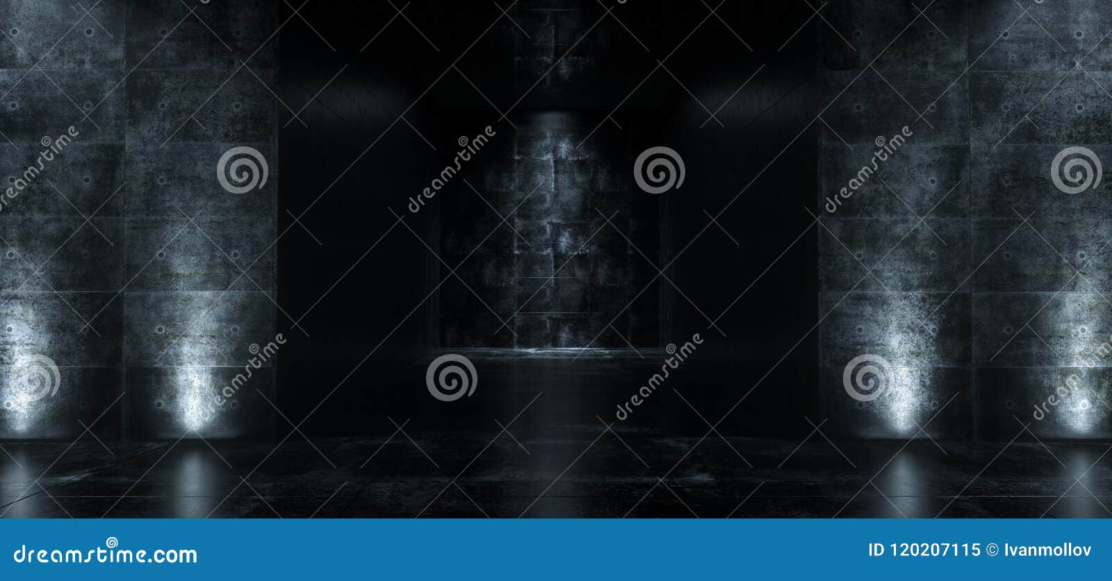 Empty Dark Concrete Room with Led Lights High Contrast and Refl Stock ...