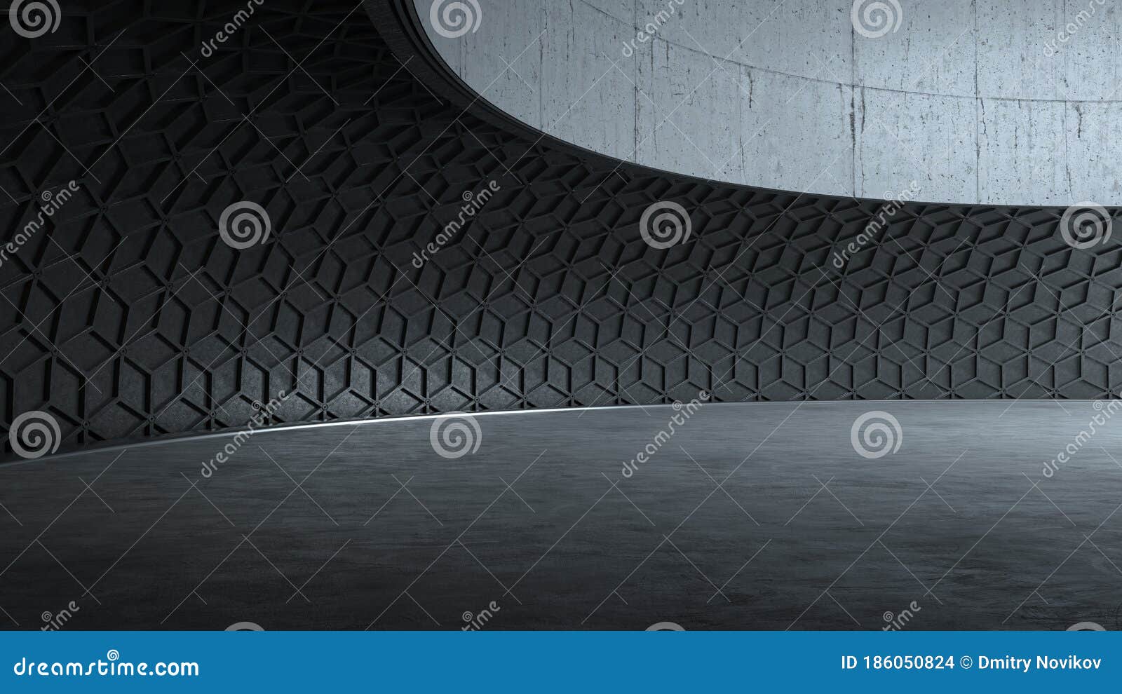 Empty Dark Modern Architecture Interior. Car Backplate. 3D Illustration ...