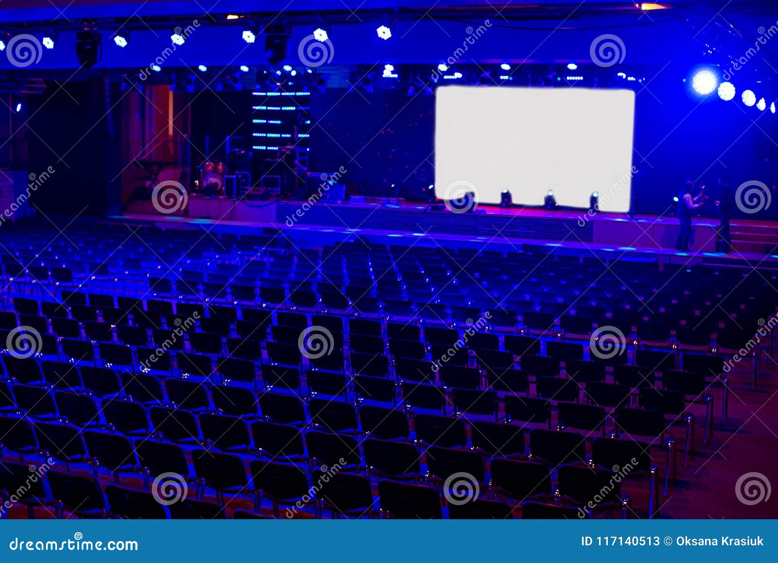 Empty Dark Modern Hall for Events and Presentation with White ...