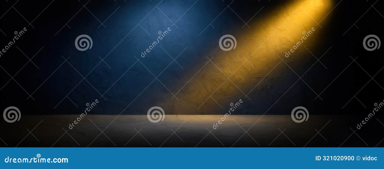 Empty Dark Moody Dramatic Dark Blue Wall with Desaturated Yellow Light ...