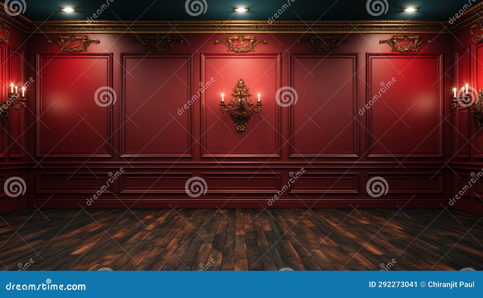 A Empty Dark Red Room Picture Close Up Stock Illustration ...
