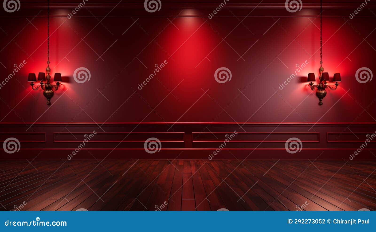 A Empty Dark Red Room Picture Close Up Stock Illustration ...