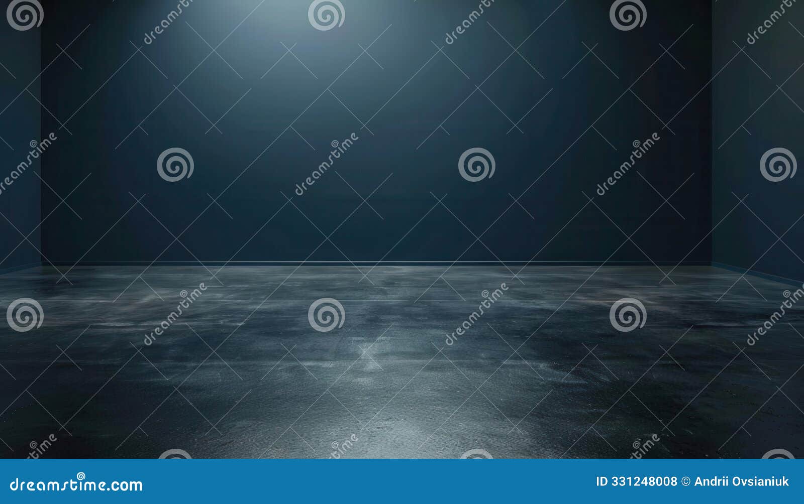 Empty Dark Room with Smooth Concrete Floor and Dim Overhead Lighting ...