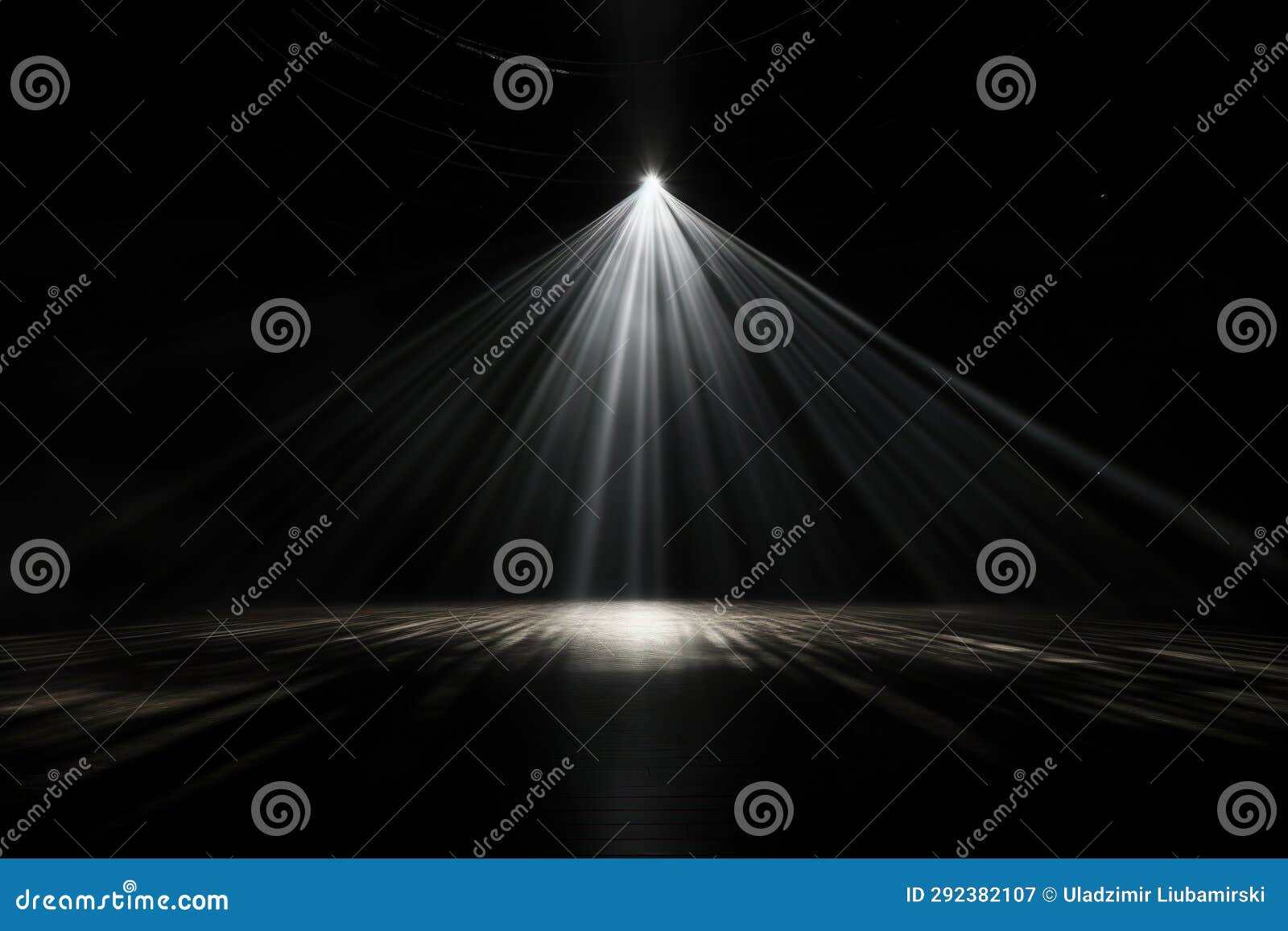 Empty Dark Studio with Podium Illuminated by Spotlight from Above ...