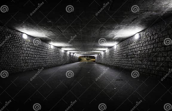Empty dark tunnel at night stock photo. Image of hope - 41253870