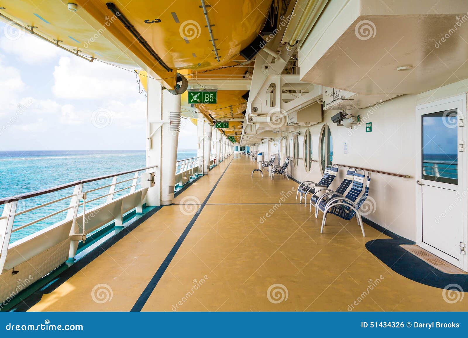 Empty Deck of Cruise Ship with Chairs Stock Photo - Image of deck ...