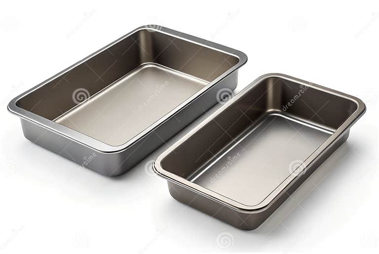 Empty Deep and Shallow Rectangular Baking Pans with Rims Ready for Use ...