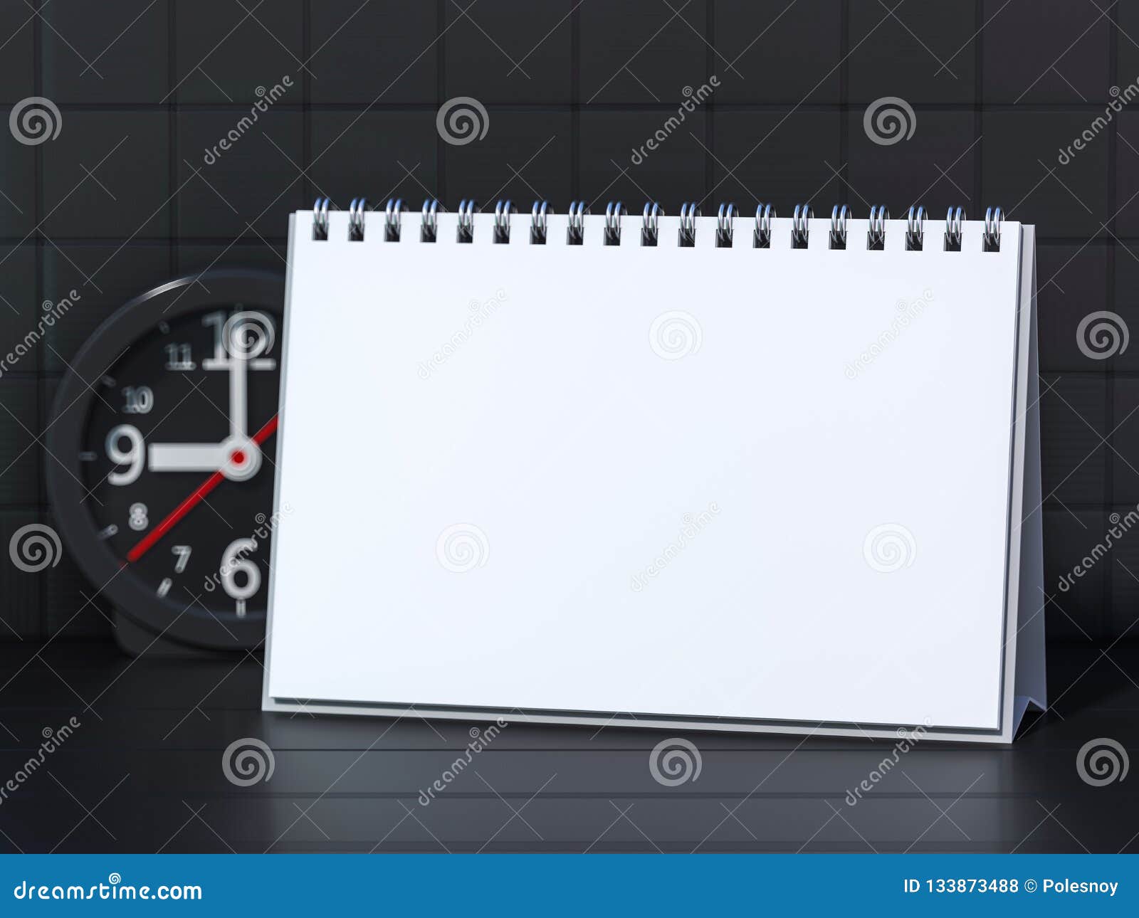 Empty Desk Calendar on Table. Mockup Design Concept Stock Illustration ...
