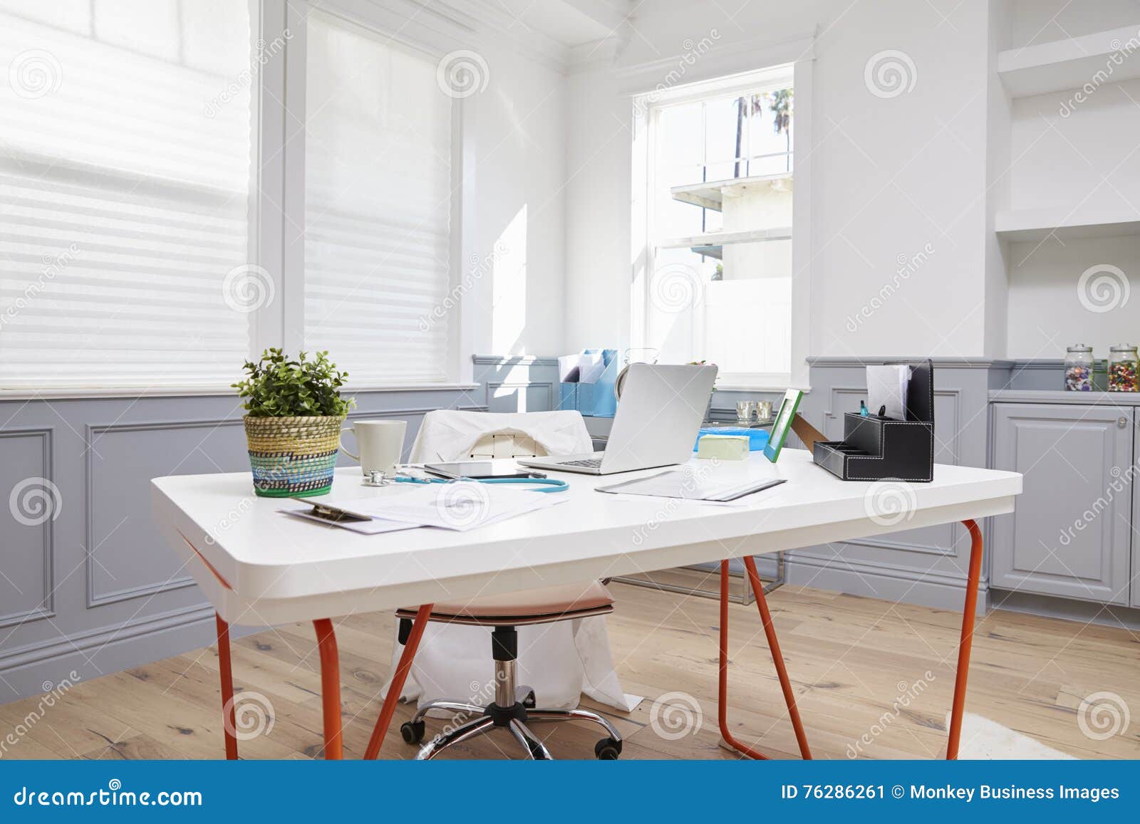 Empty Desk in Doctors Office Stock Image - Image of medical, doctors ...