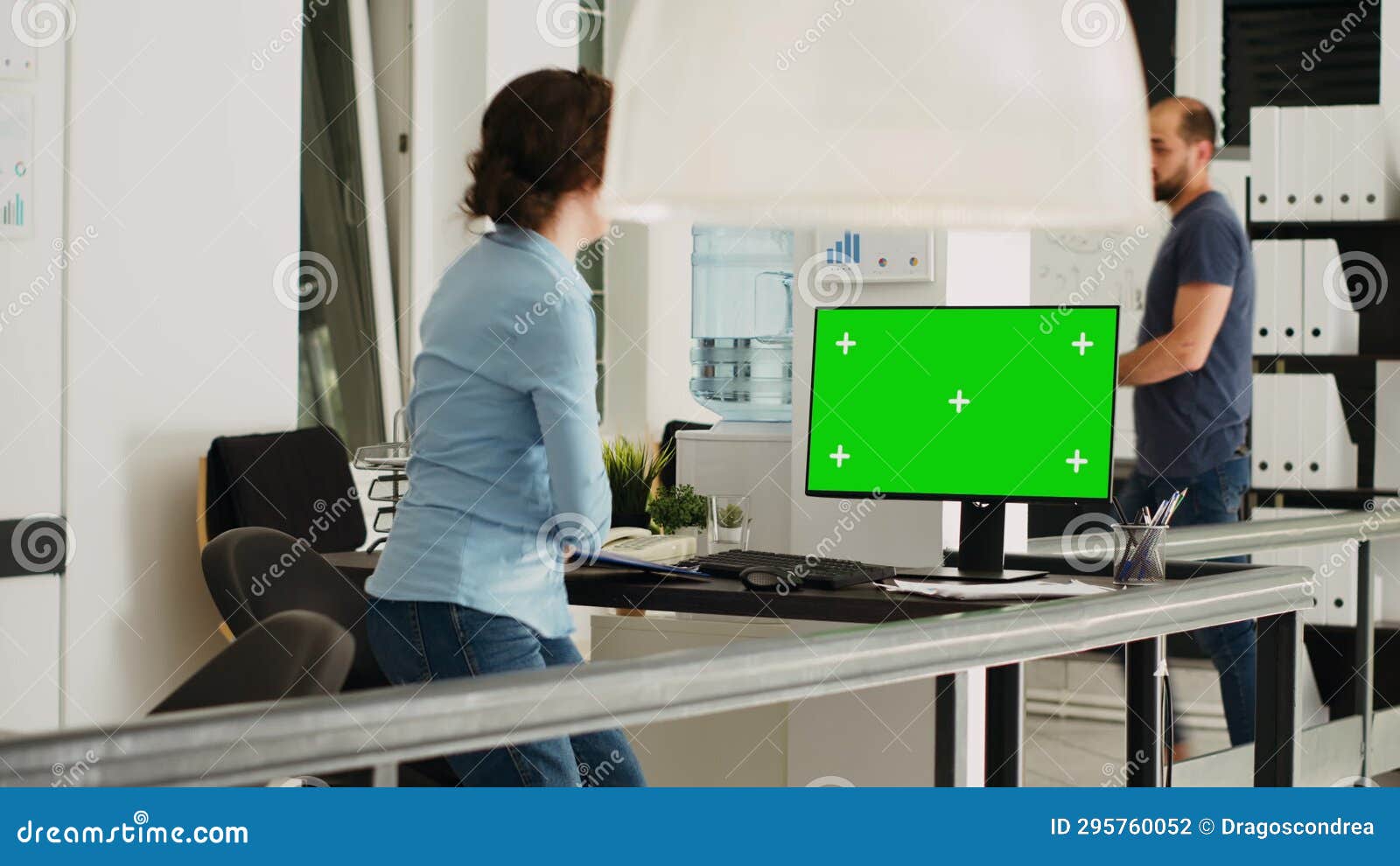 Empty Desk with Greenscreen Layout Stock Footage - Video of office ...