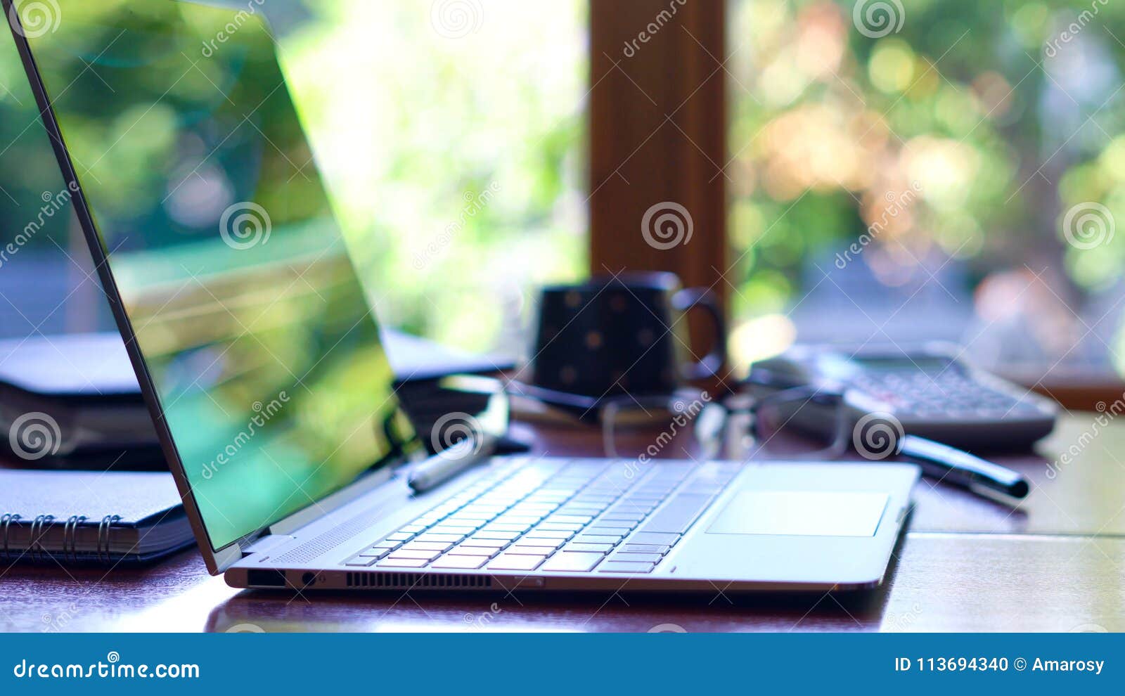 Laptop Backlit Keyboard Detail With Power Button Stock Photo ...