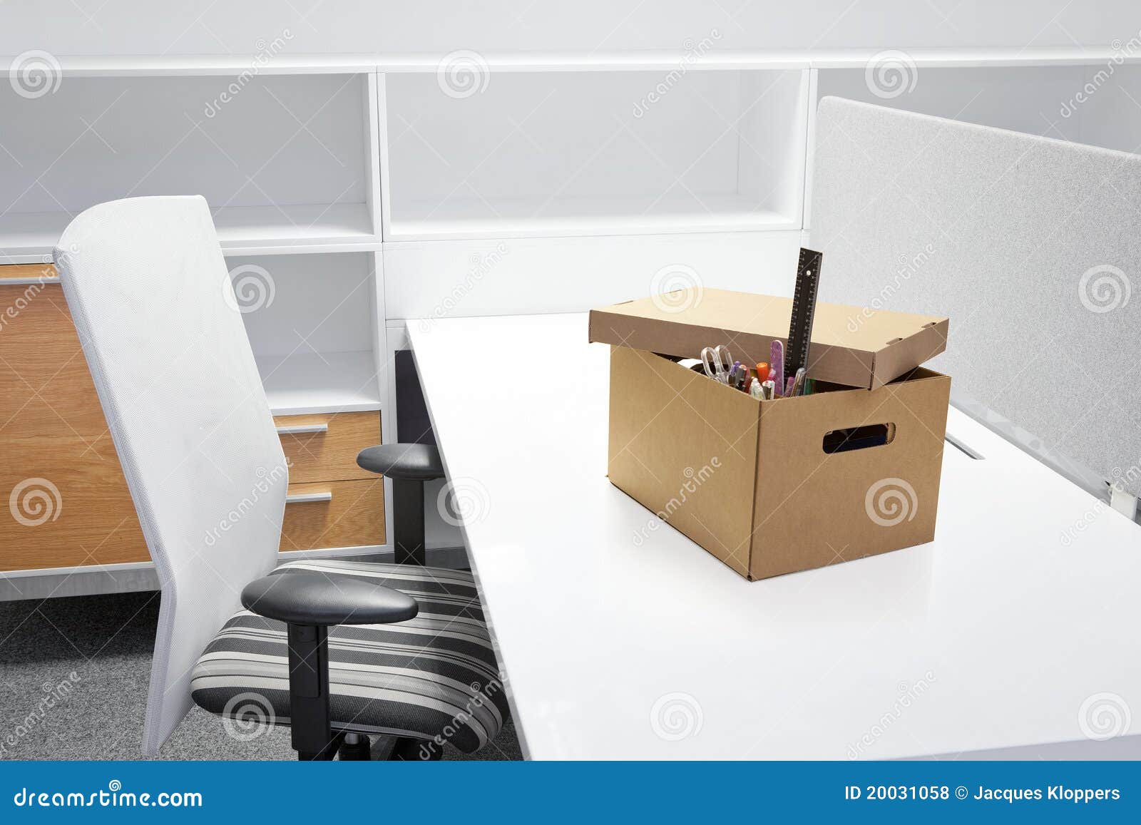 Empty Desk after Termination of Employment. Stock Photo - Image of ...