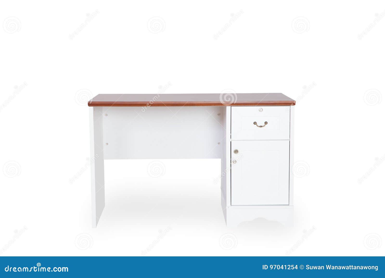 Empty Desk on White Background with Space Stock Photo - Image of home ...