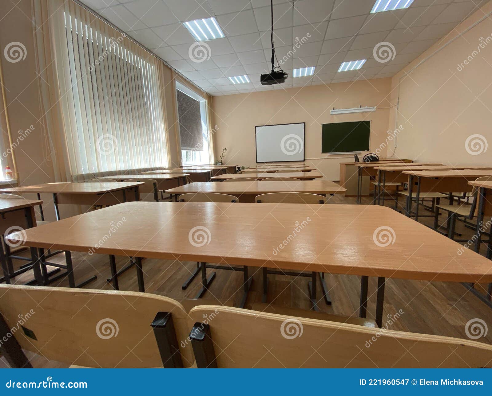 Empty Desks in a Classroom with No Students Stock Image - Image of ...