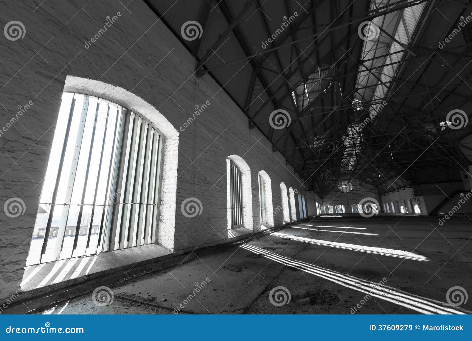 An Empty Desolate Industrial Building Inside Stock Image - Image of ...
