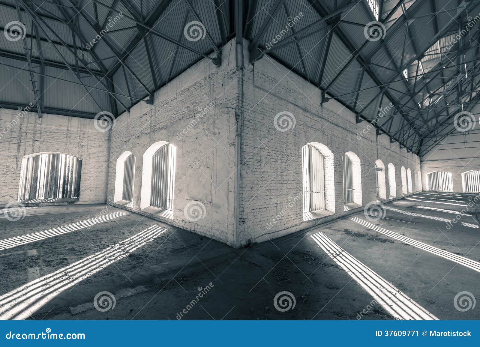 An Empty Desolate Industrial Building Inside Stock Image - Image of ...