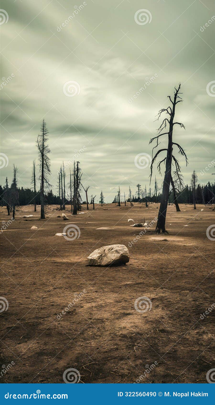 Empty and Desolate Landscape without Any Living Creatures or Buildings ...