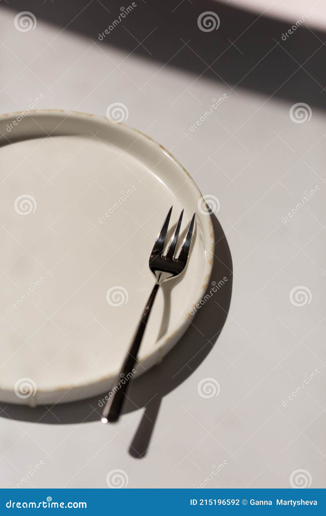 Empty Dessert Plate and Fork on White Background Stock Photo - Image of ...