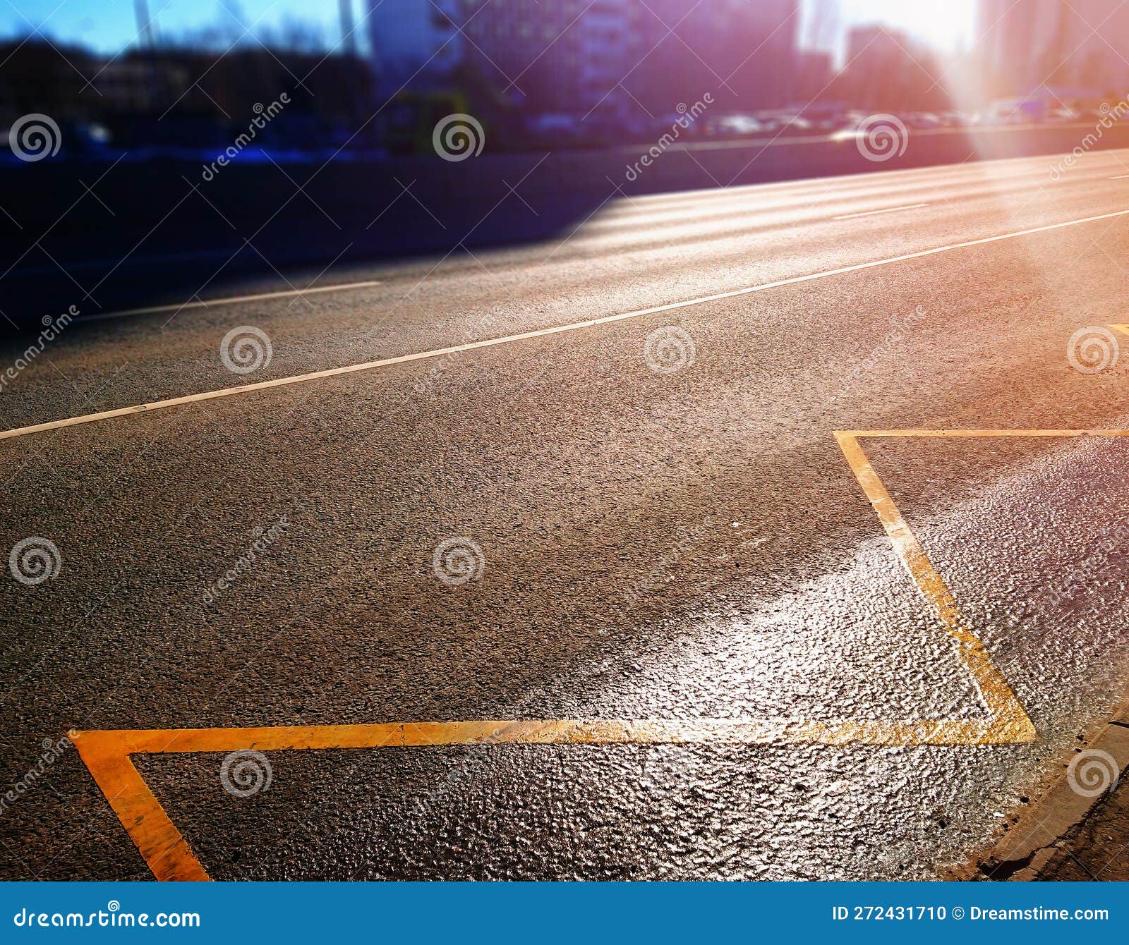 Empty Diagonal Road during Sunrise Time Background Stock Photo - Image ...