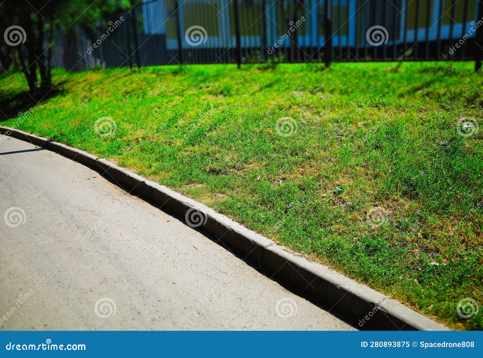 Empty Diagonal Street Road with Blurred Border Grass Stock Image ...
