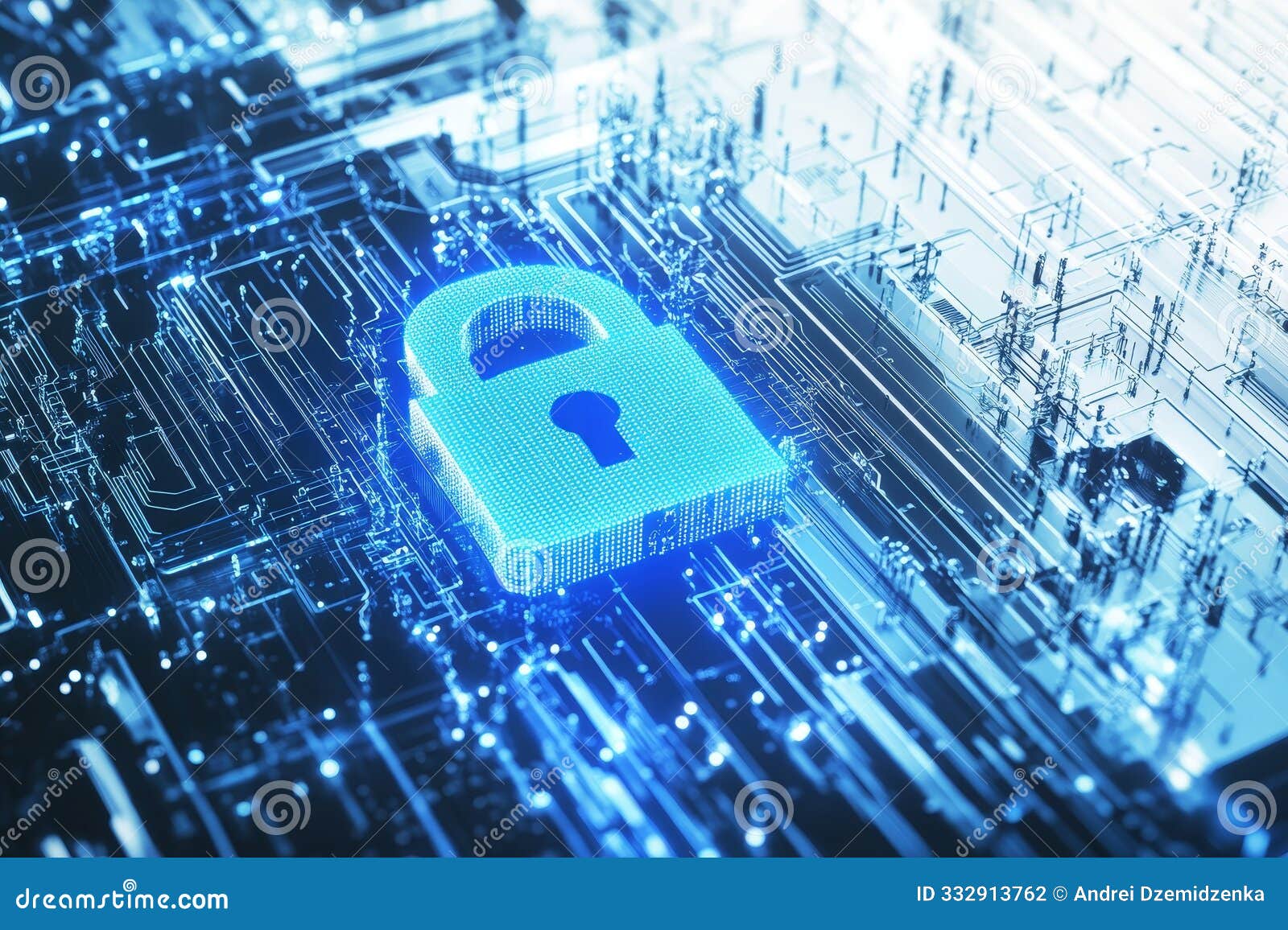 An Empty Digital Security Circle with a Lock Symbol on it, in a Blue ...