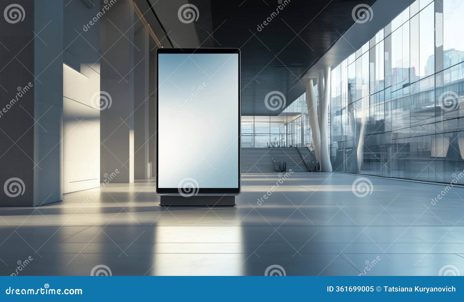 Empty Digital Signage Display in Modern Architectural Interior with ...