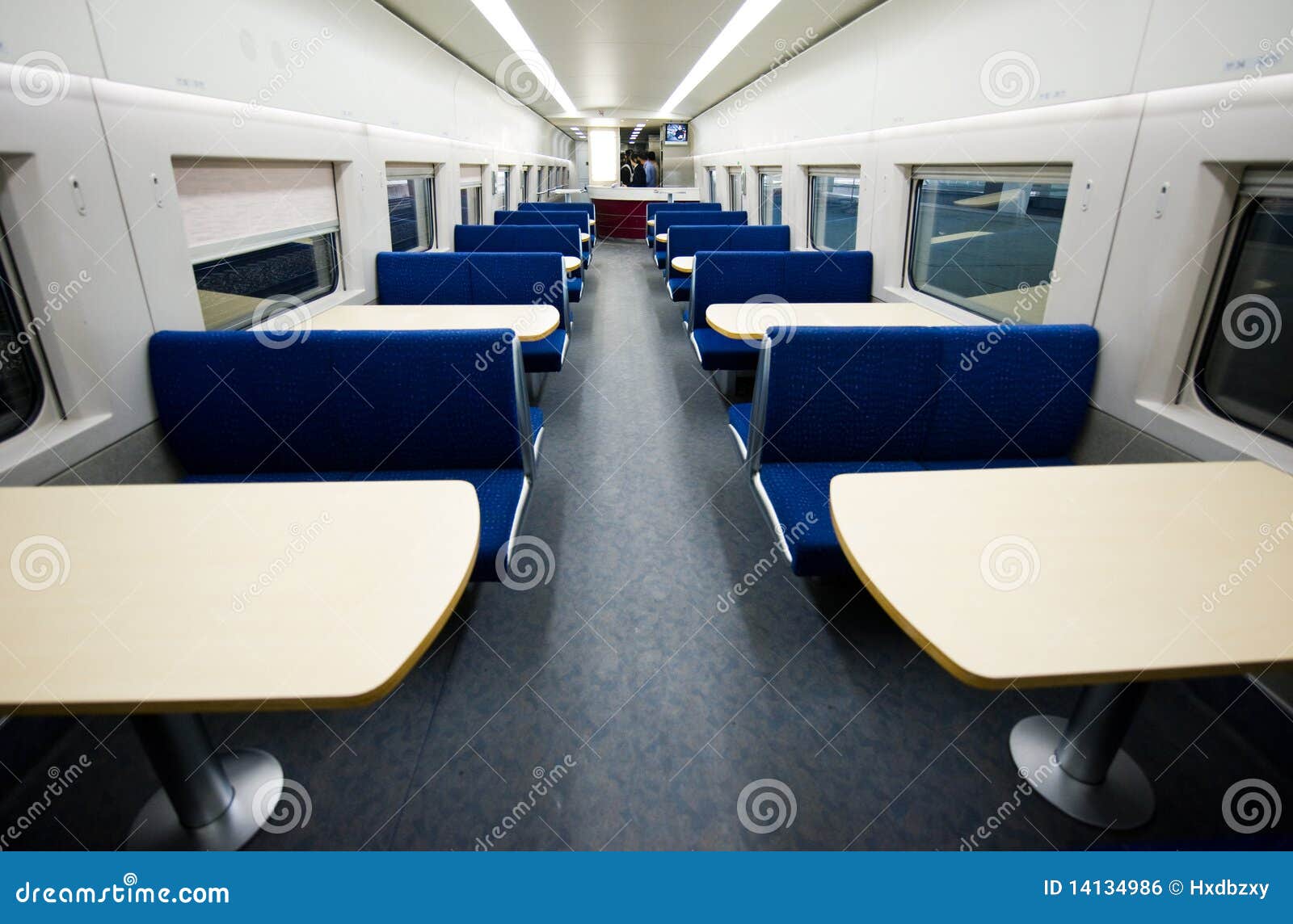 Empty dining car on train stock photo. Image of travel - 14134986