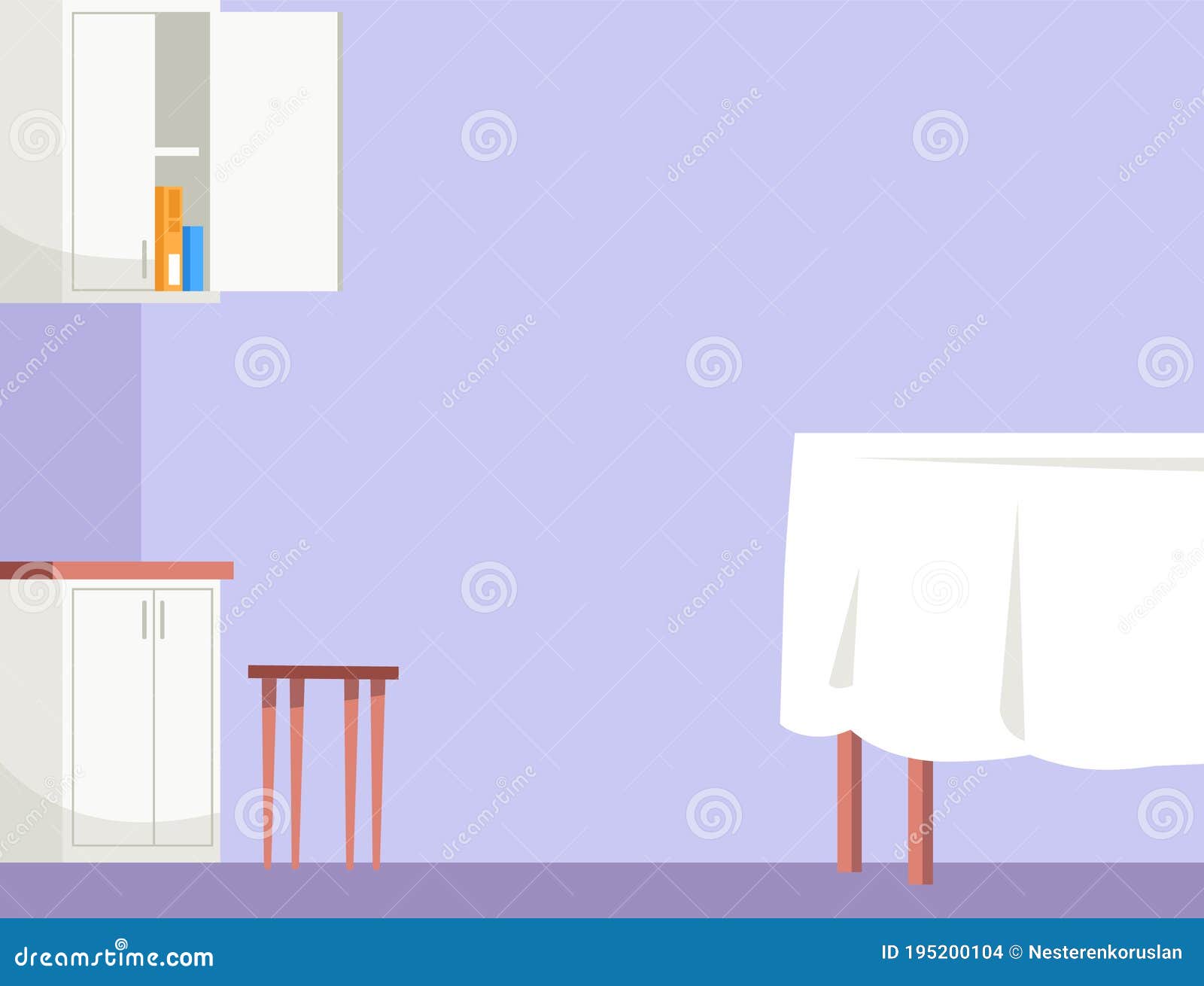 Empty Dining Room Semi Flat Vector Illustration Stock Vector ...