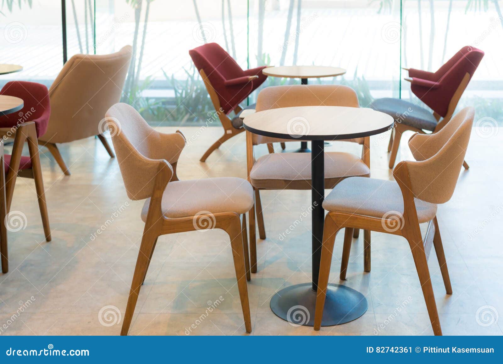 Empty Dining Table and Chair in Restaurant Setting Design Stock Image ...