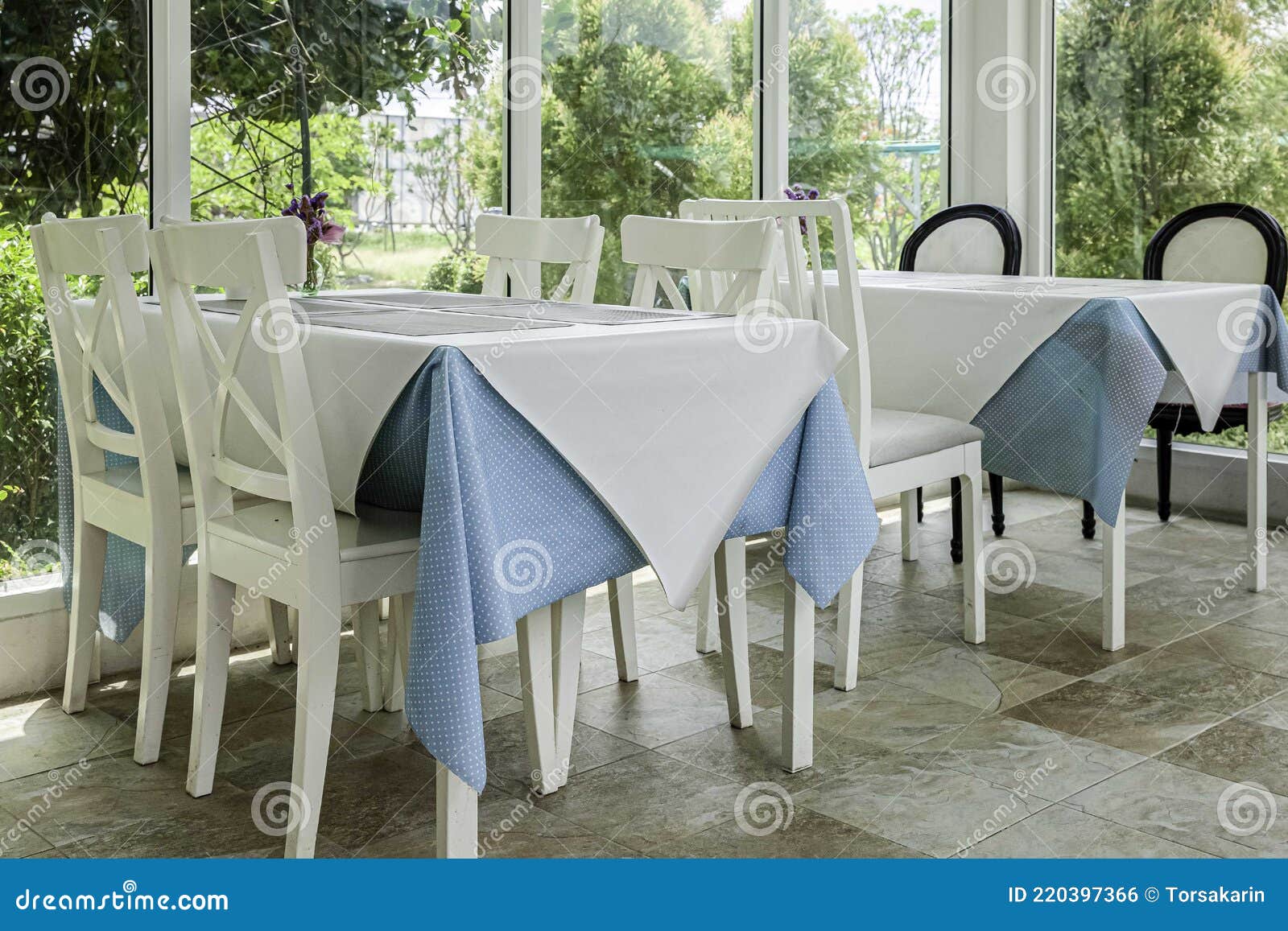 Empty dining table stock photo. Image of background - 220397366
