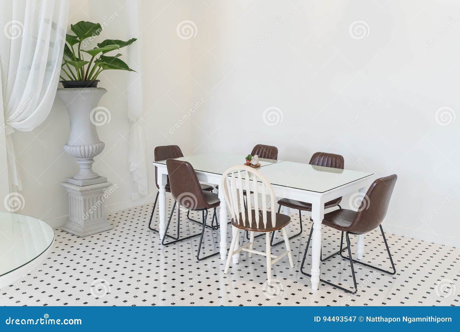Empty Dining Table Interior Decoration Stock Image - Image of home ...