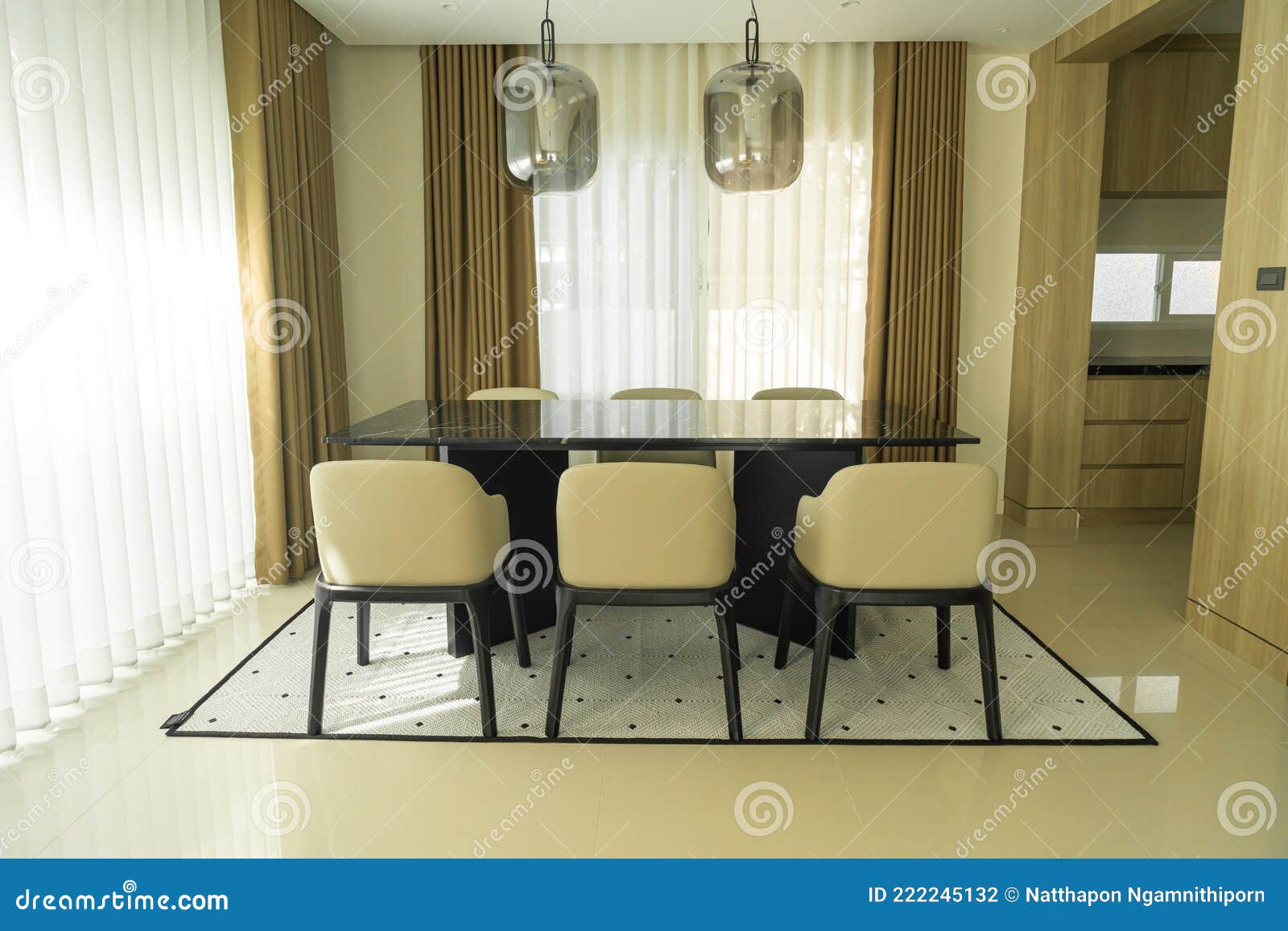 Empty Dining Table Set and Chair Stock Photo - Image of house, dinner ...