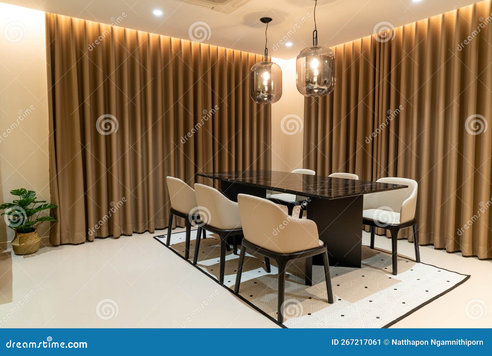 Empty Dining Table Set and Chair Stock Image - Image of design ...