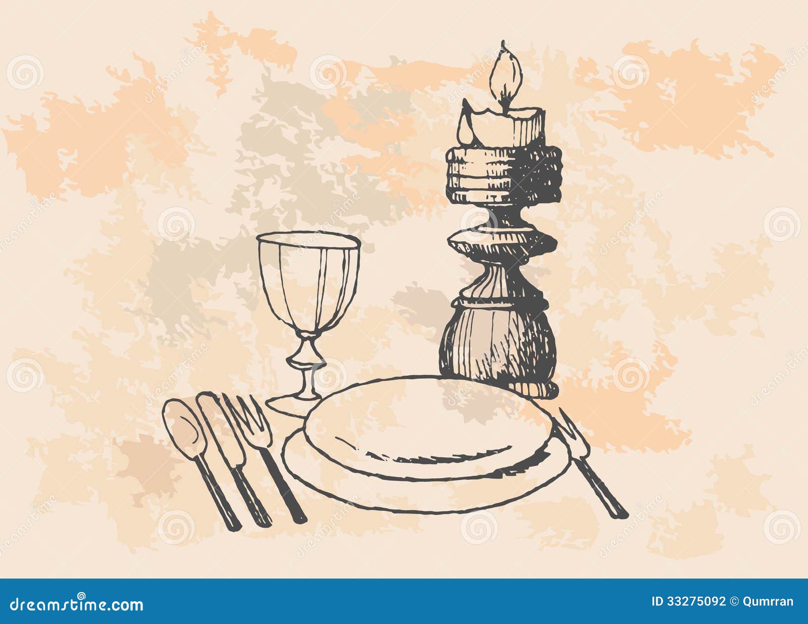 Empty Dinner Plate, Drawing the Knife and Fork Set Stock Vector ...