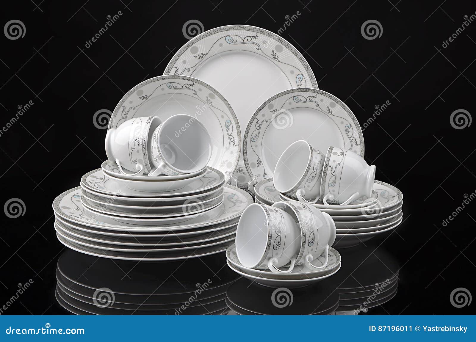 Empty dinner set isolated stock image. Image of design - 87196011