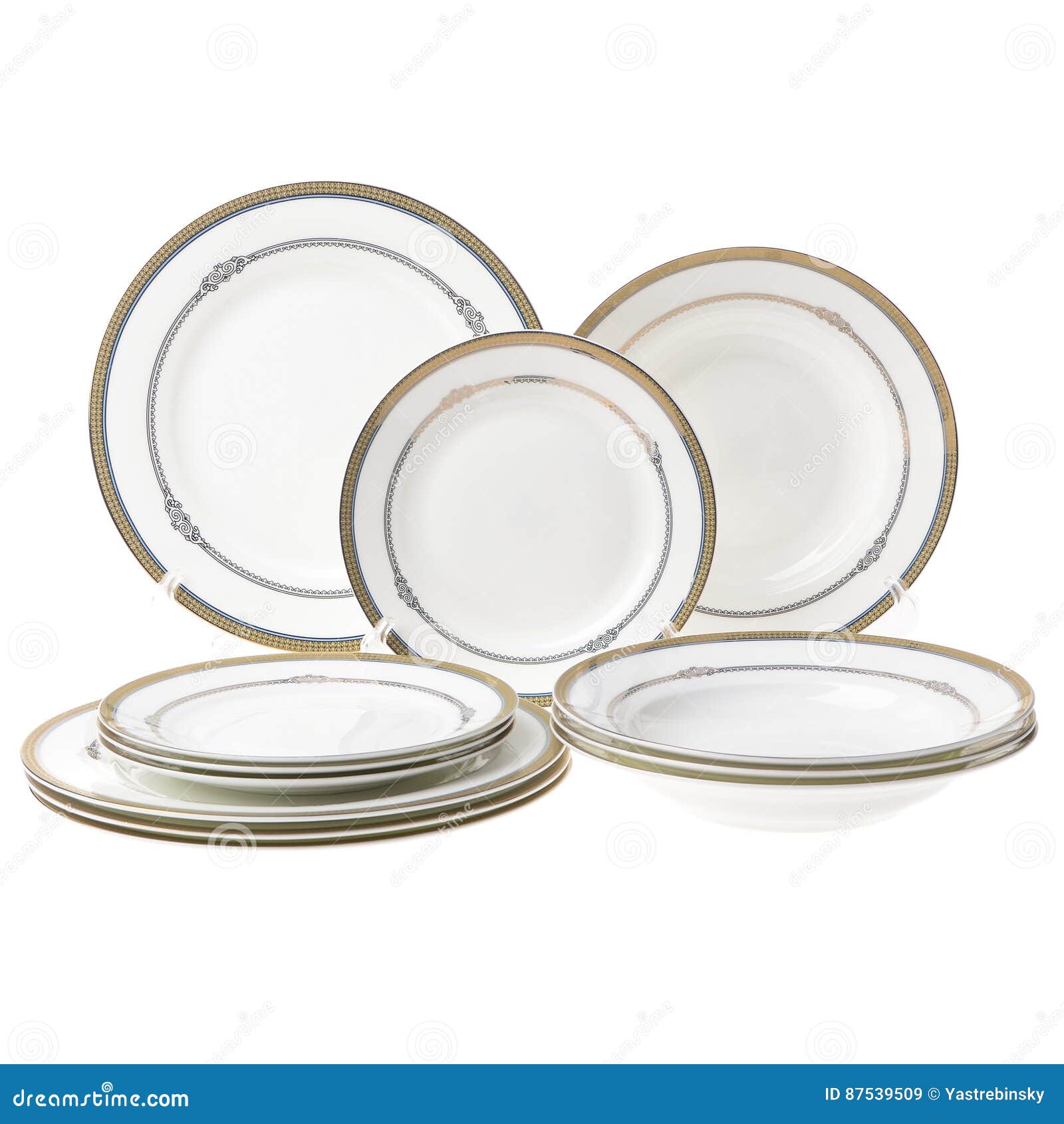 Empty dinner set isolated stock image. Image of milk - 87539509