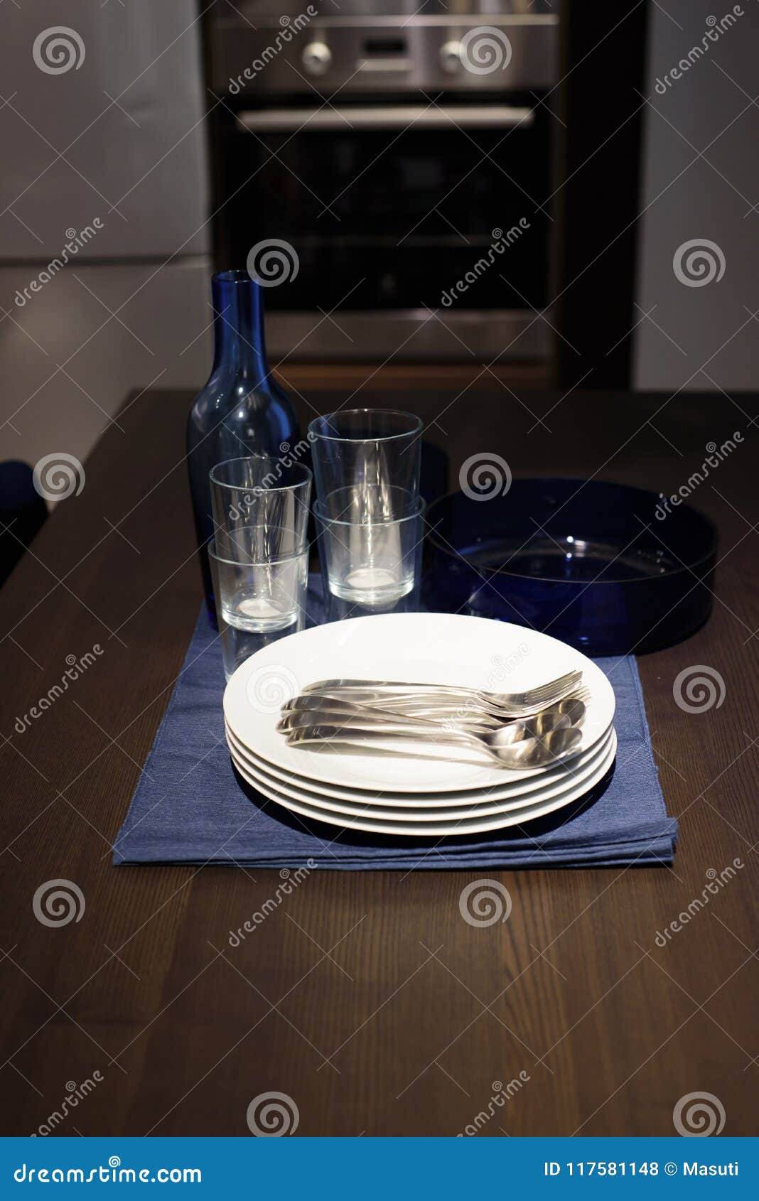 Dinner set on the table stock photo. Image of interior - 117581148