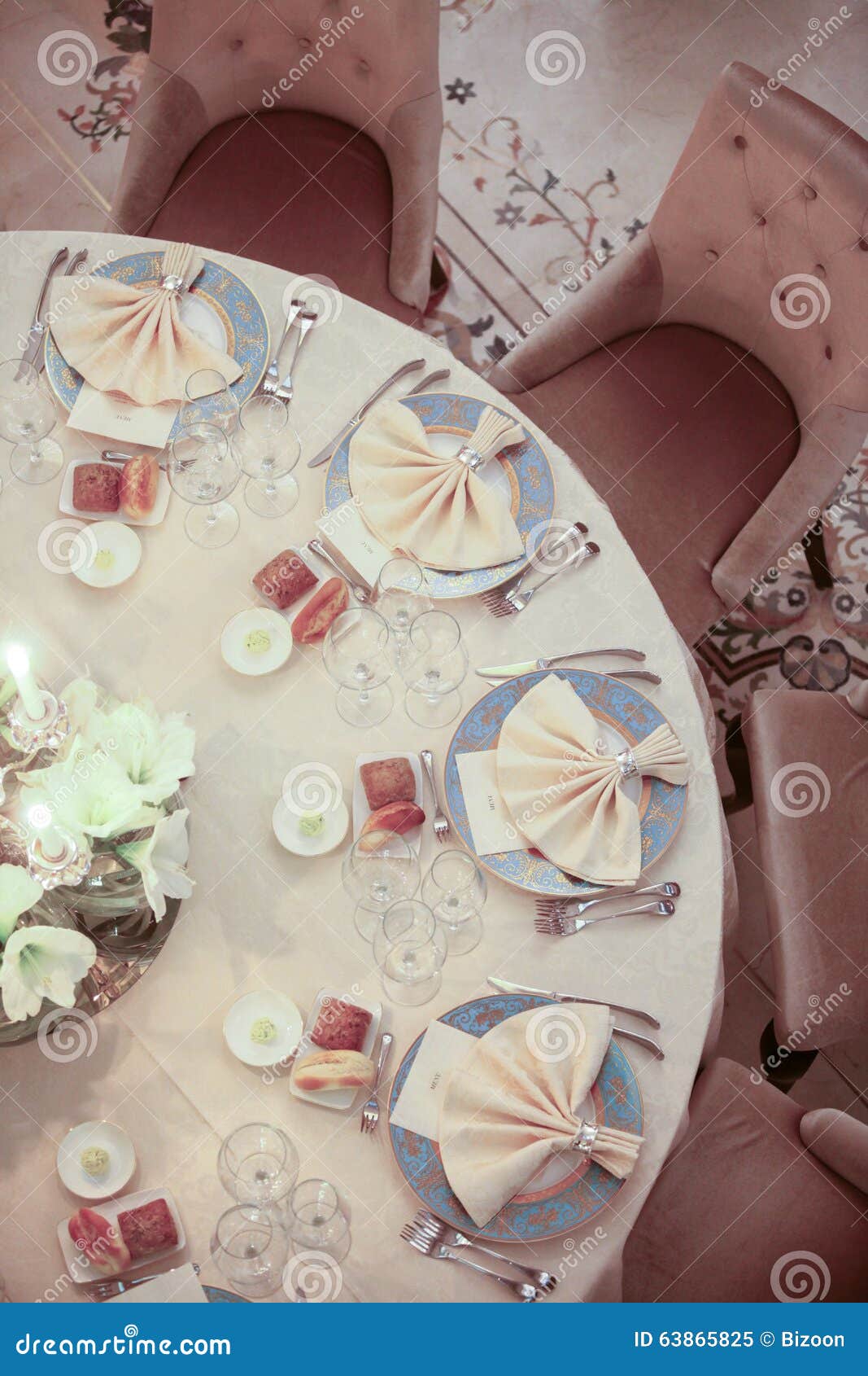 Empty dinner table stock image. Image of candle, fork - 63865825