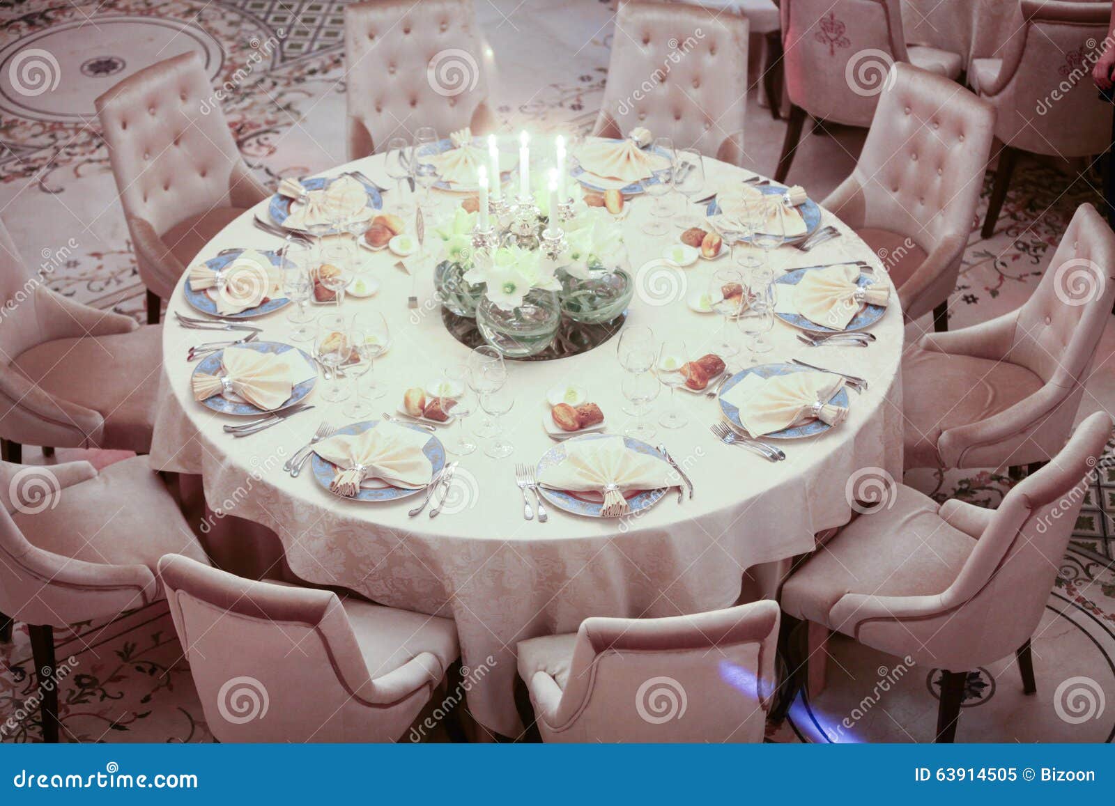Empty dinner table stock image. Image of plate, reception - 63914505